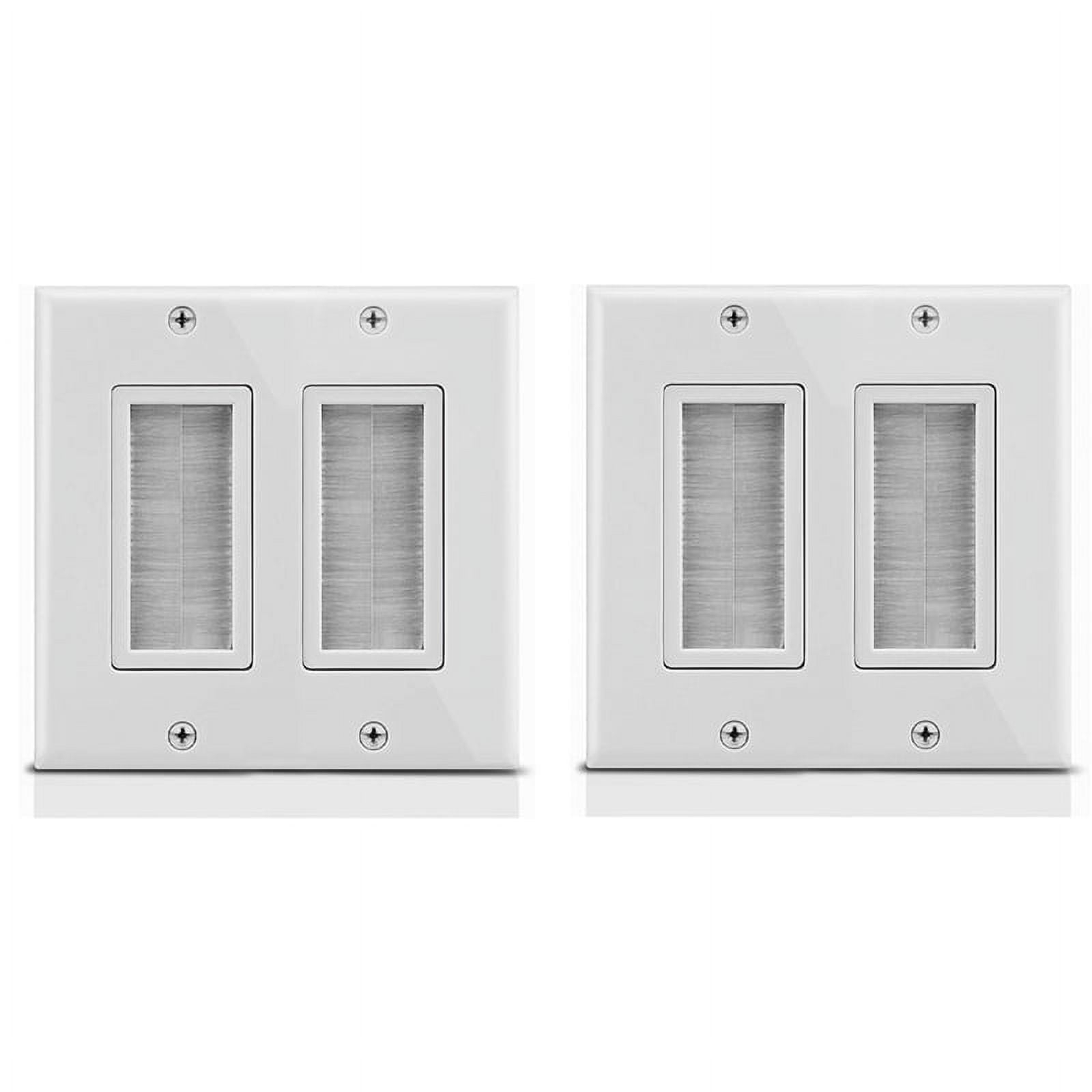 2X 2-Gang Wall Plate, Brush Style Opening Passthrough Low Voltage Cable ...