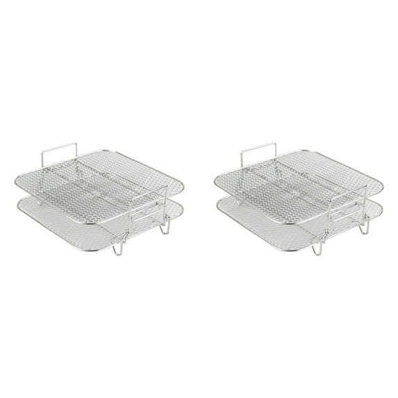 2X 2-Layers Air Fryer Rack Stackable Grid Rack Stainless Steel for 4.2 ...