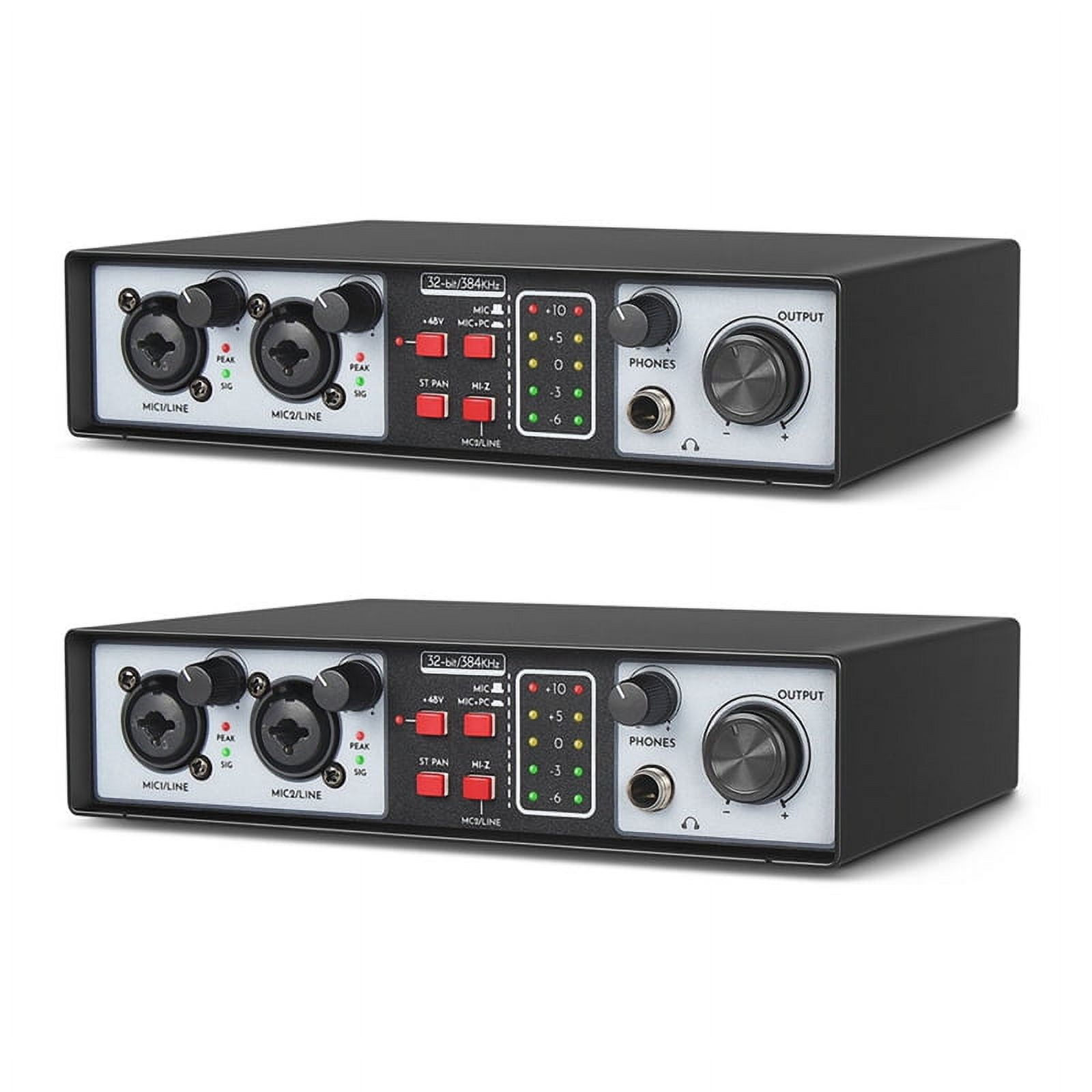 2X 2 in 2 Out USB Audio Interface Recording Sound Card 32Bit/384KHZ ...