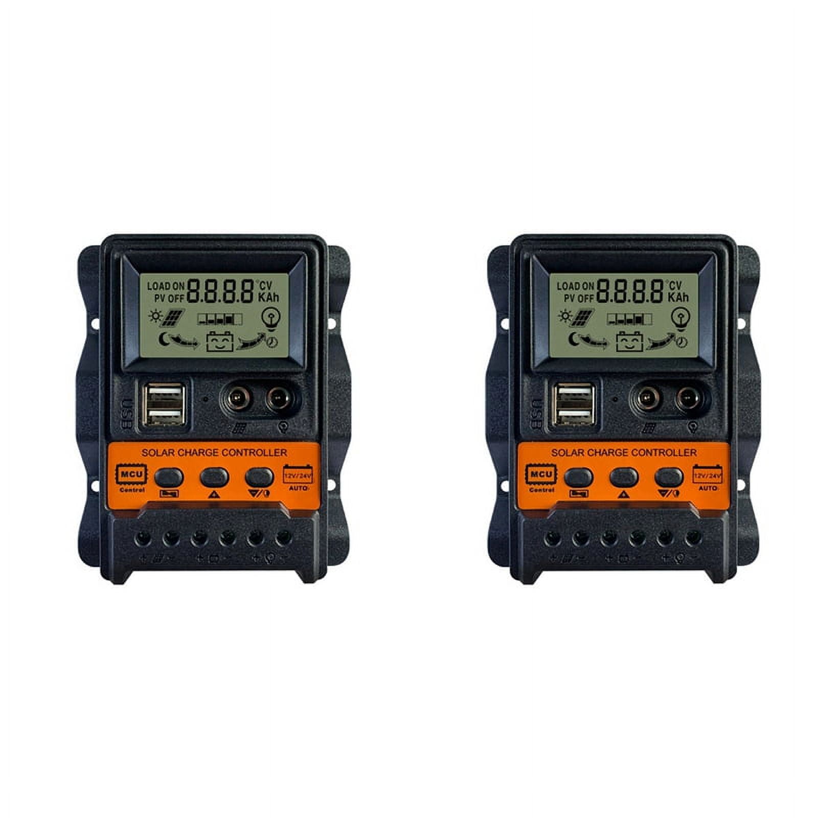 2X 20A Solar Charge Controller 12V24V Solar Panel Battery Controller ...
