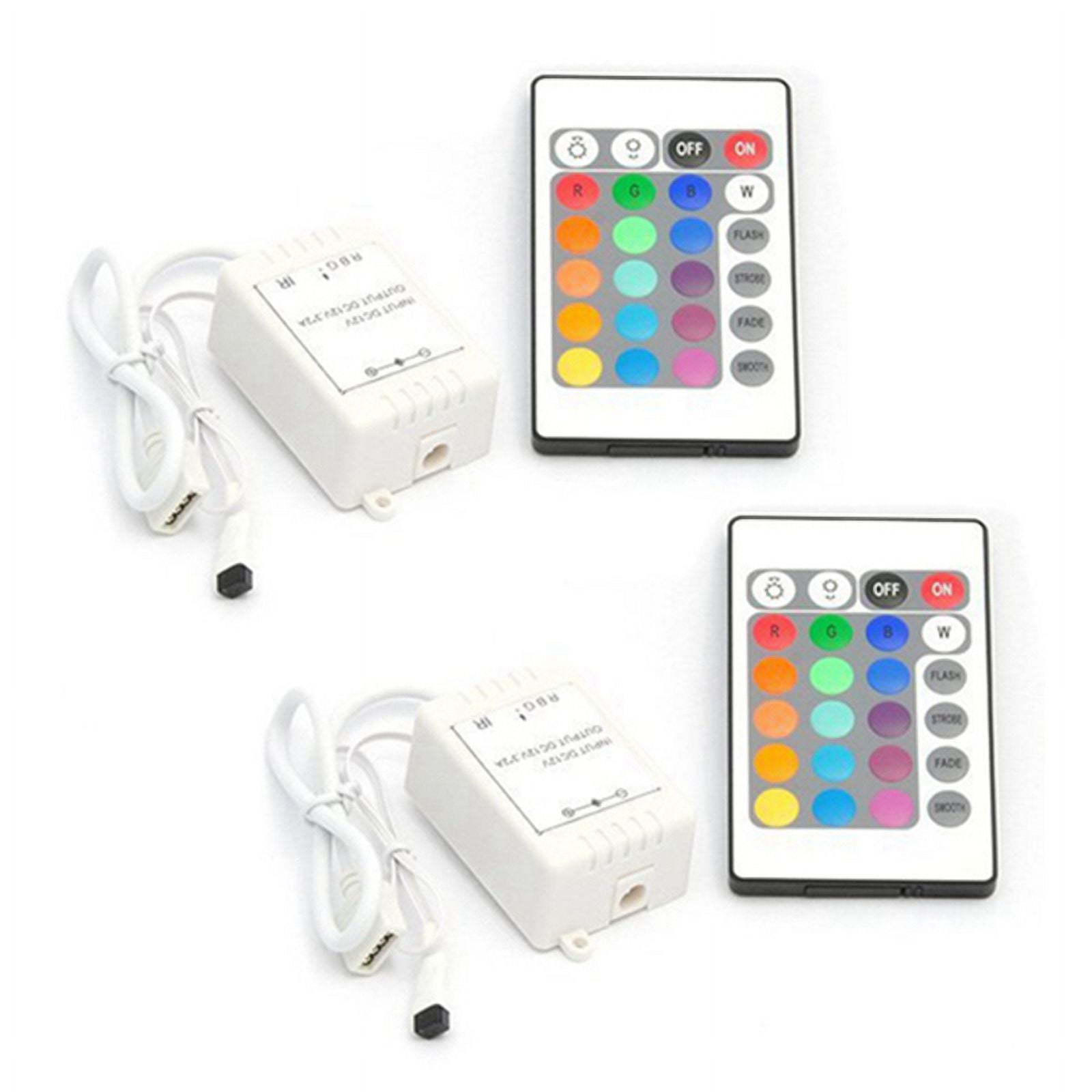 2X 24 Button Wireless RGB LED Light Controller Ir Remote 12V Dimmer ...