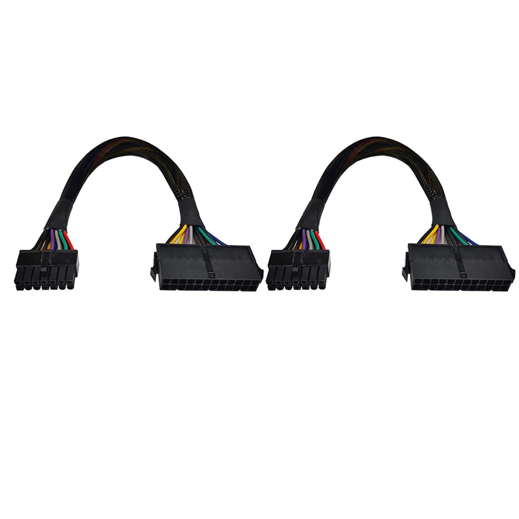 2X 24 Pin to 14 Pin ATX PSU Main Power Adapter Braided Sleeved Cable ...