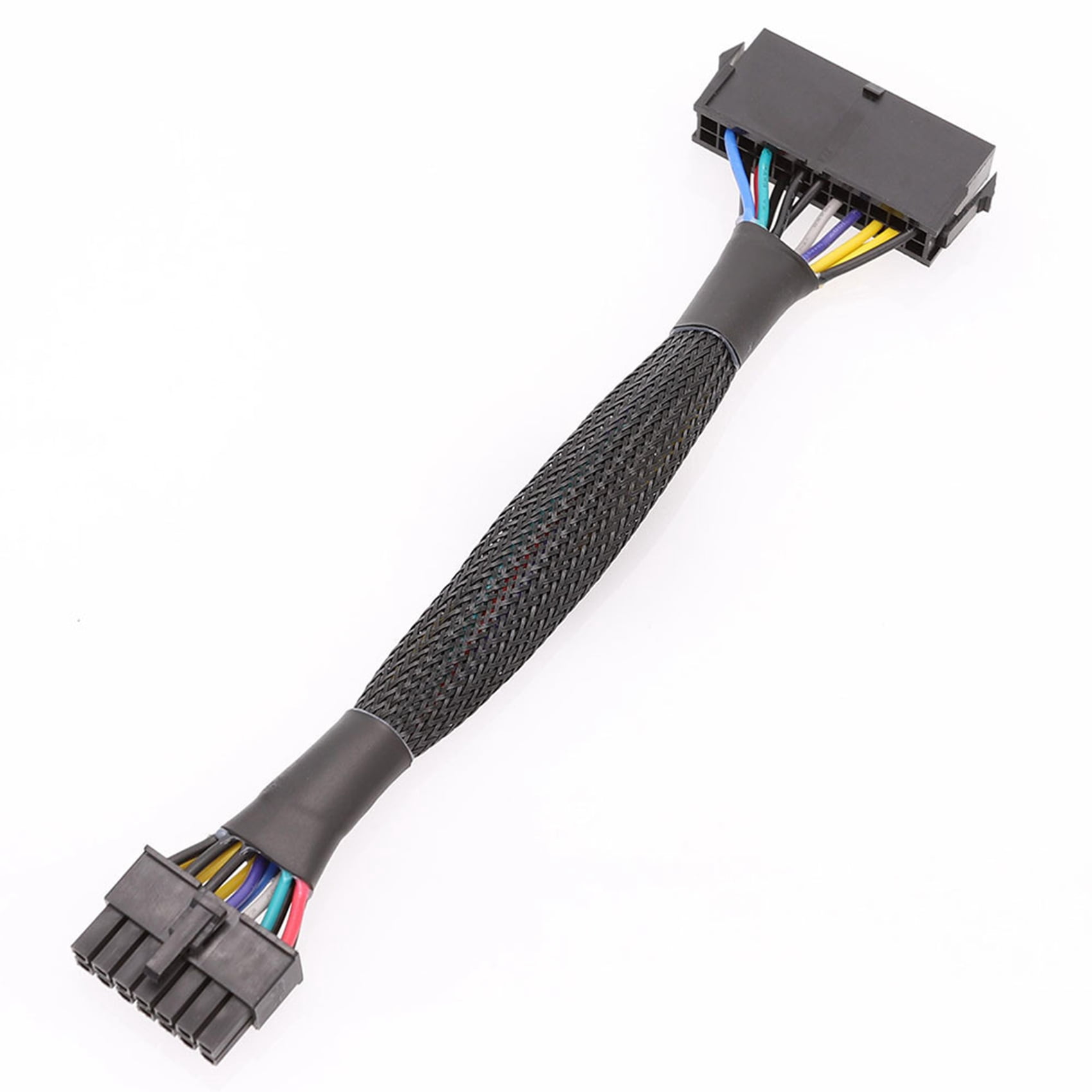 2X 24 Pin to 14 Pin ATX PSU Main Power Adapter Braided Sleeved Cable ...