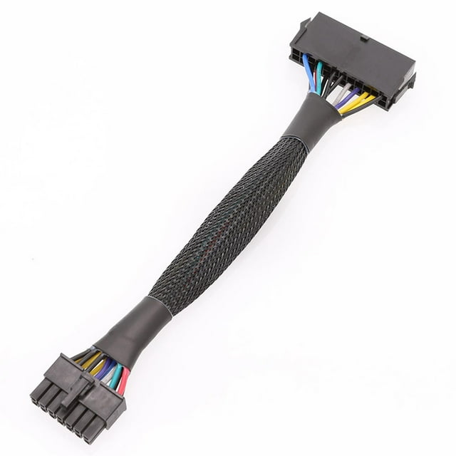 2X 24 Pin to 14 Pin ATX PSU Main Power Adapter Braided Sleeved Cable ...