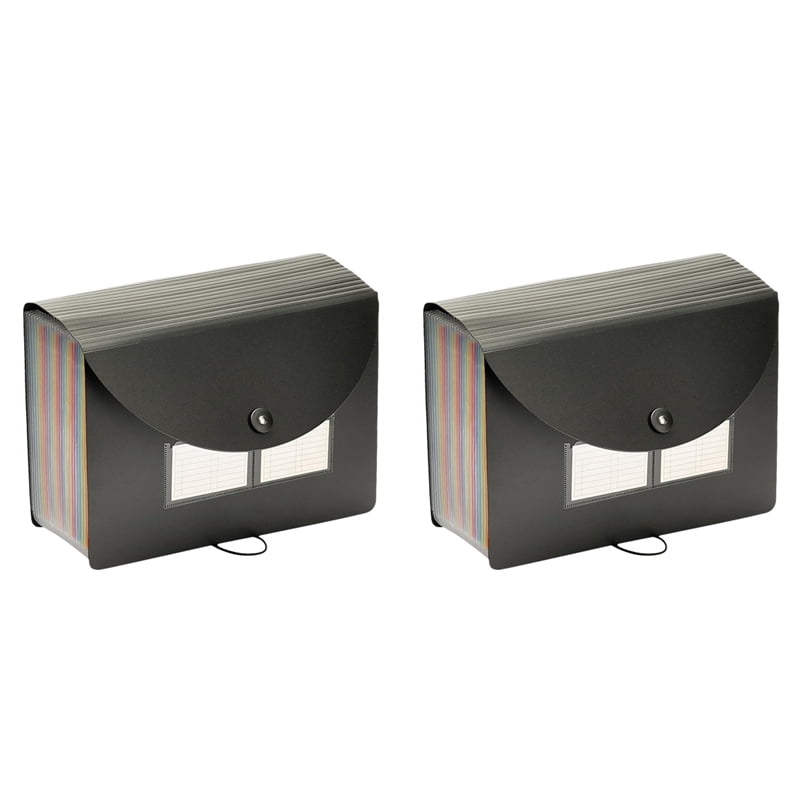 2X 24 Pockets Expanding File Folder with Blank Labels, File Organizer ...