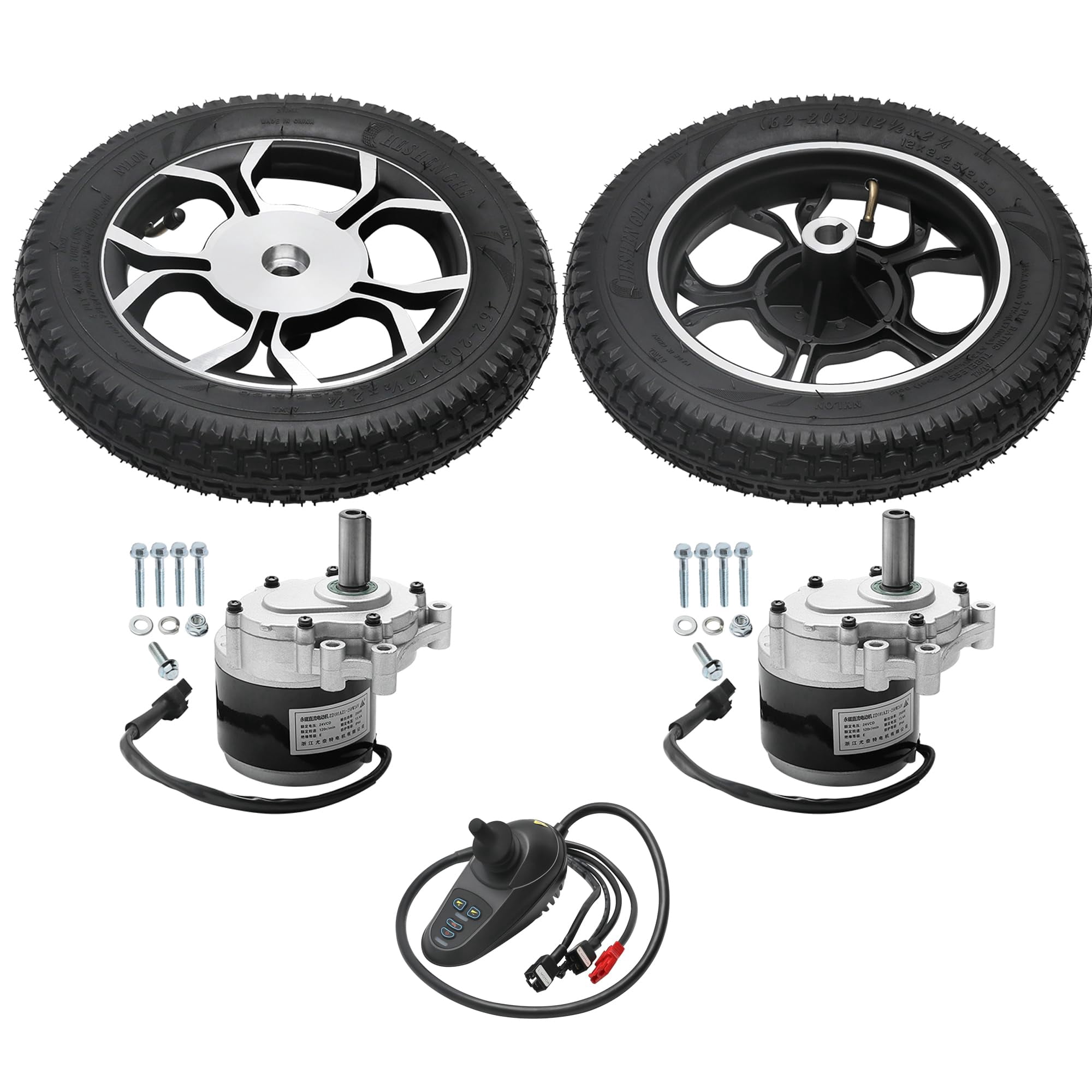 2X 250W 24V Brushed DC Wheelchair Motors + 2X 12in Electric Scooter ...