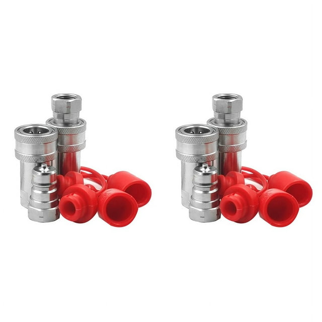 2X 3/8Inch NPT Thread ISO7241-1A Hydraulic Quick Disconnect Coupler Set ...