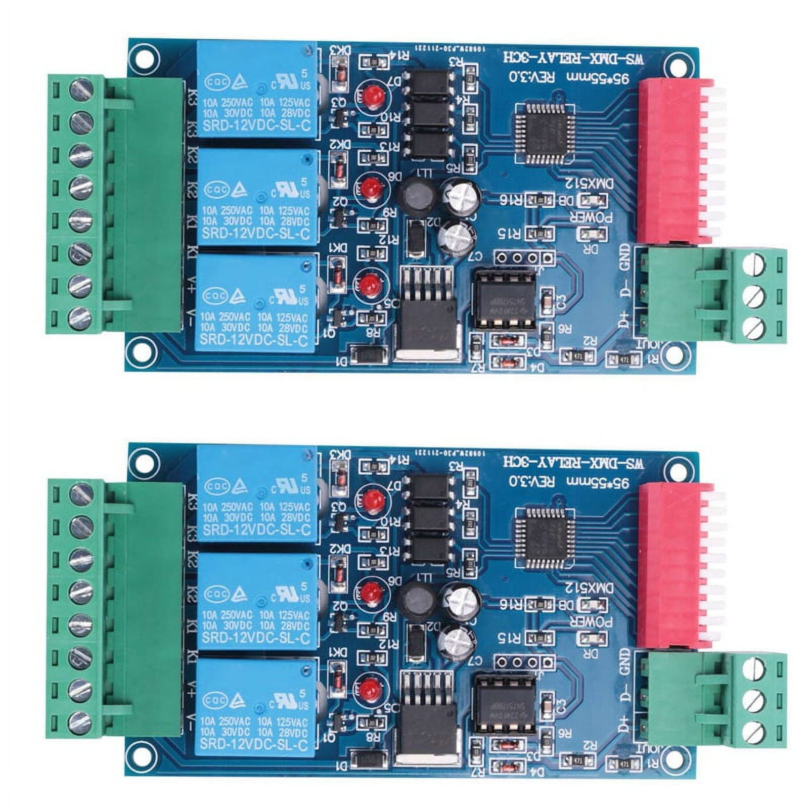 2X 3 Channel 5A DMX512 Controlled Relay Switch Kit DIY Converter Dimmer ...