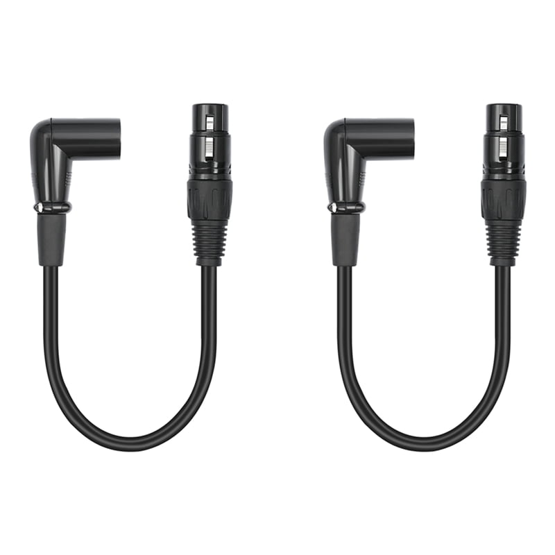 2X 3 Pin XLR Right Angle Male to Female Plug Microphone Audio Cable ...