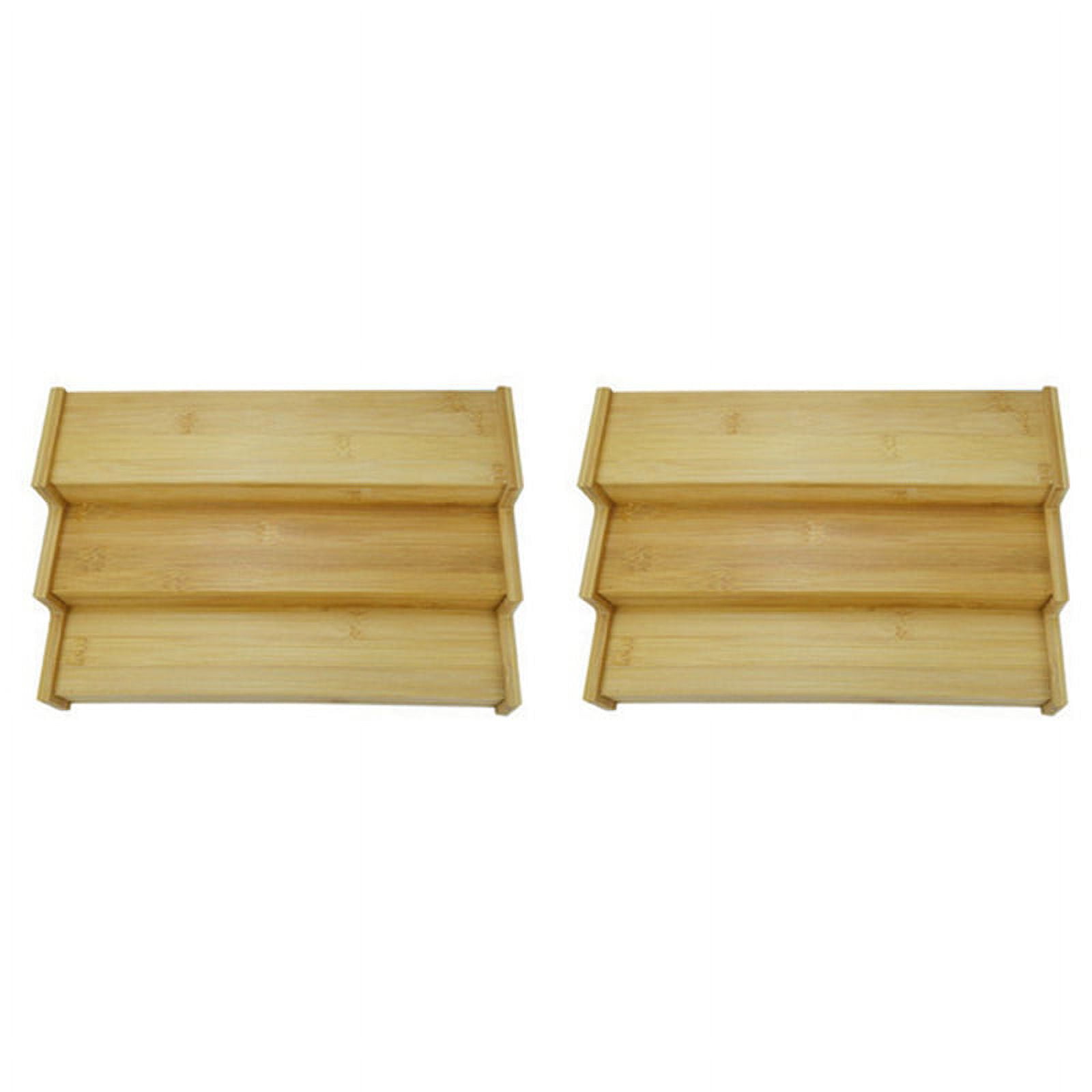 2X 3-Tier Non-Expandable Bamboo Spice Rack Step Shelf Organizer ...