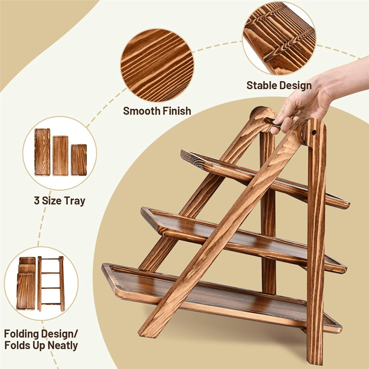 2X 3 Tier Serving Trays Wooden, Cupcake Stand Towers for Dessert Table ...