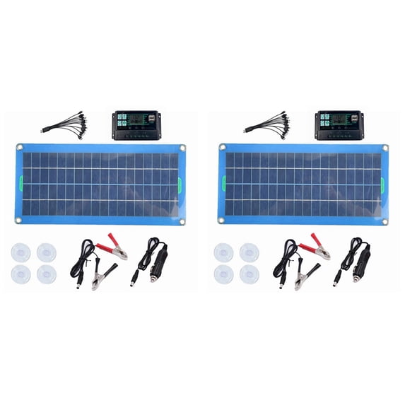 2X 300W Solar Panel 12V 5V Dual USB Controller Waterproof Monocrystalin ...