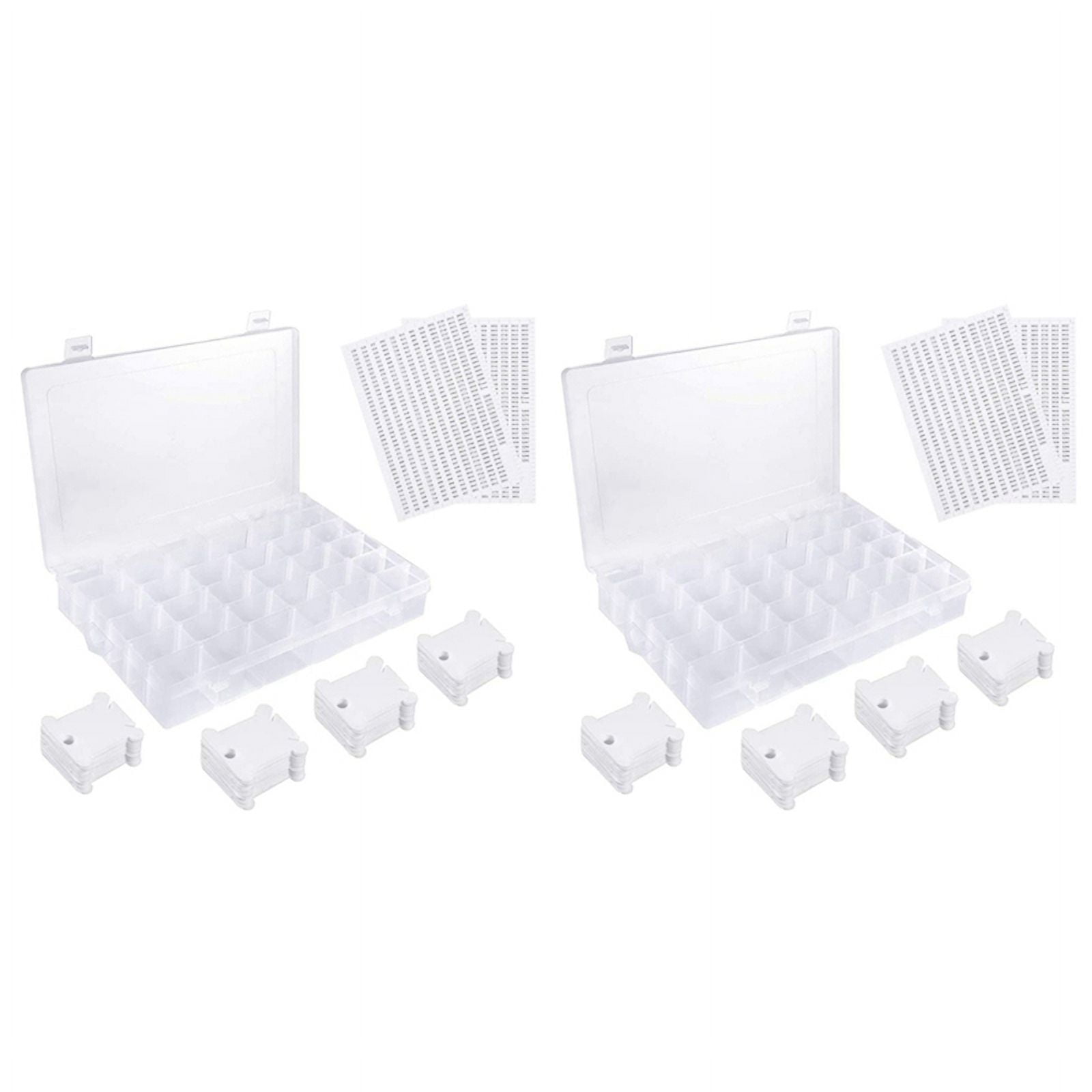 2X 36 Grids Plastic Embroidery Floss Organizer Box & 100 Bobbins 4PCS ...