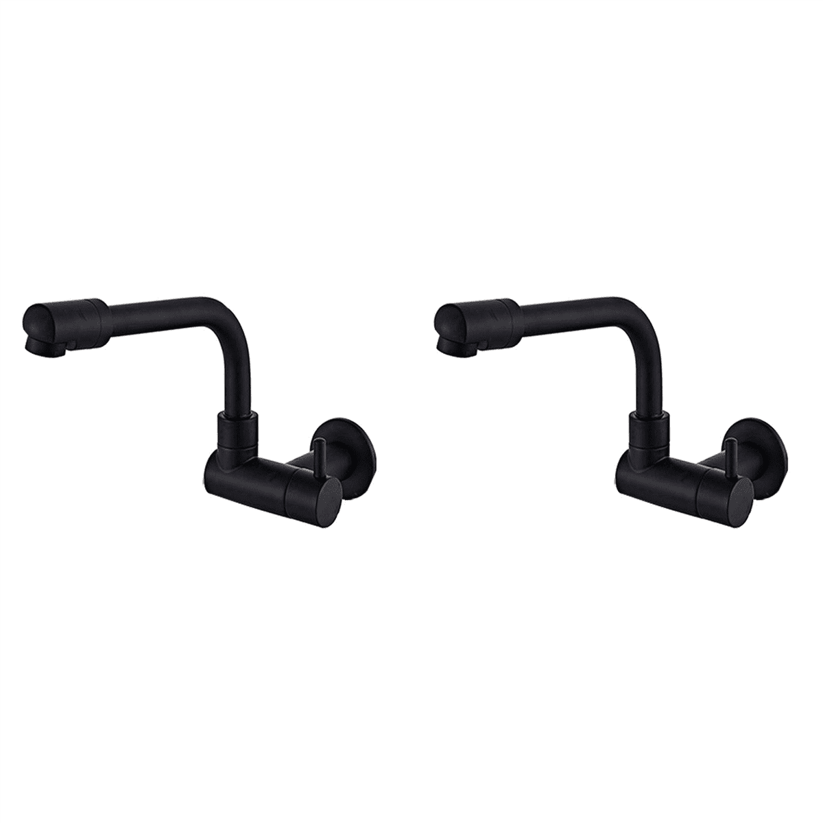 2X 360 Degree Rotating Black Wall Mounted Single Cold Water Mixer Solid ...
