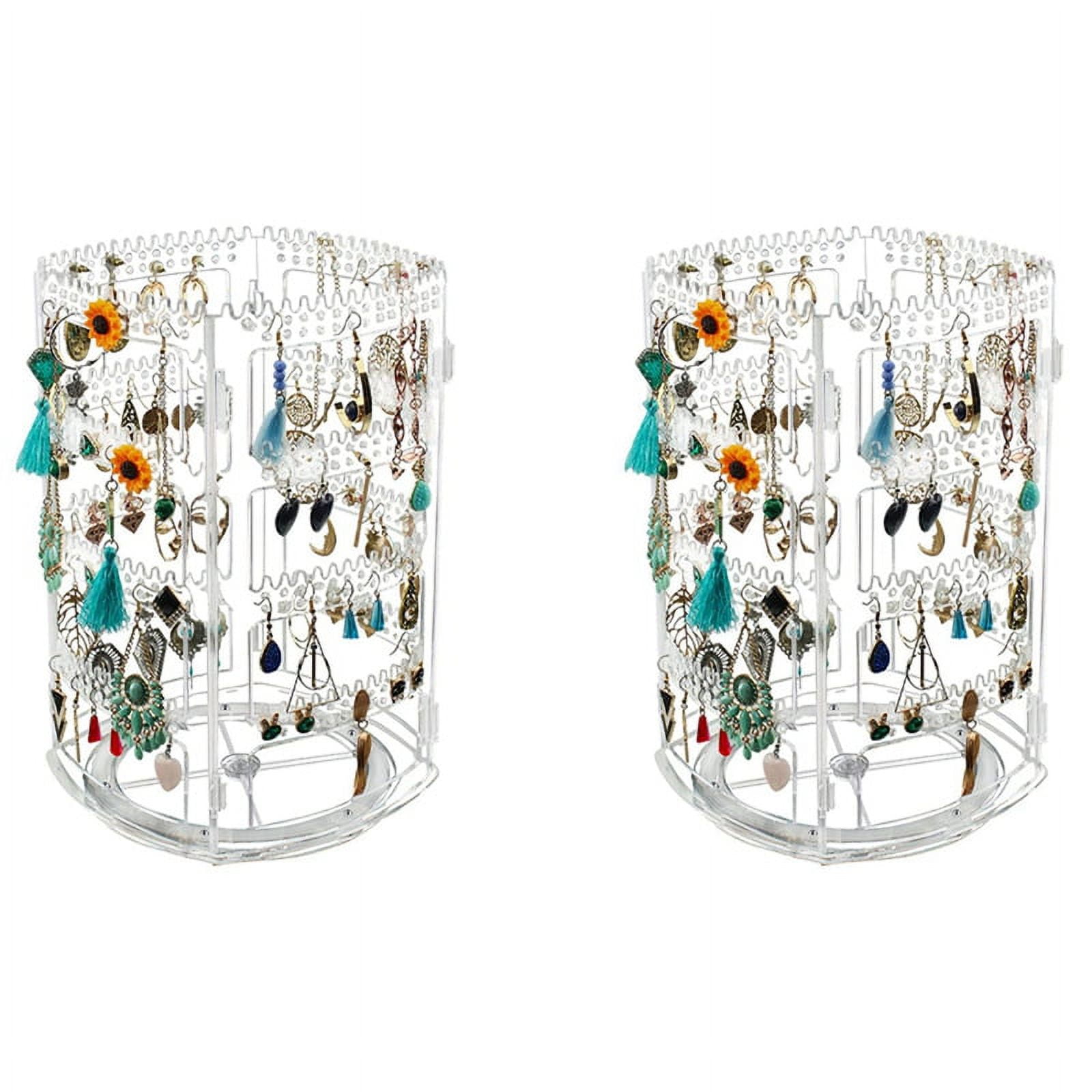 2X 360 Rotating Earring Holder Stand Clear Earrings Organizer, Acrylic ...