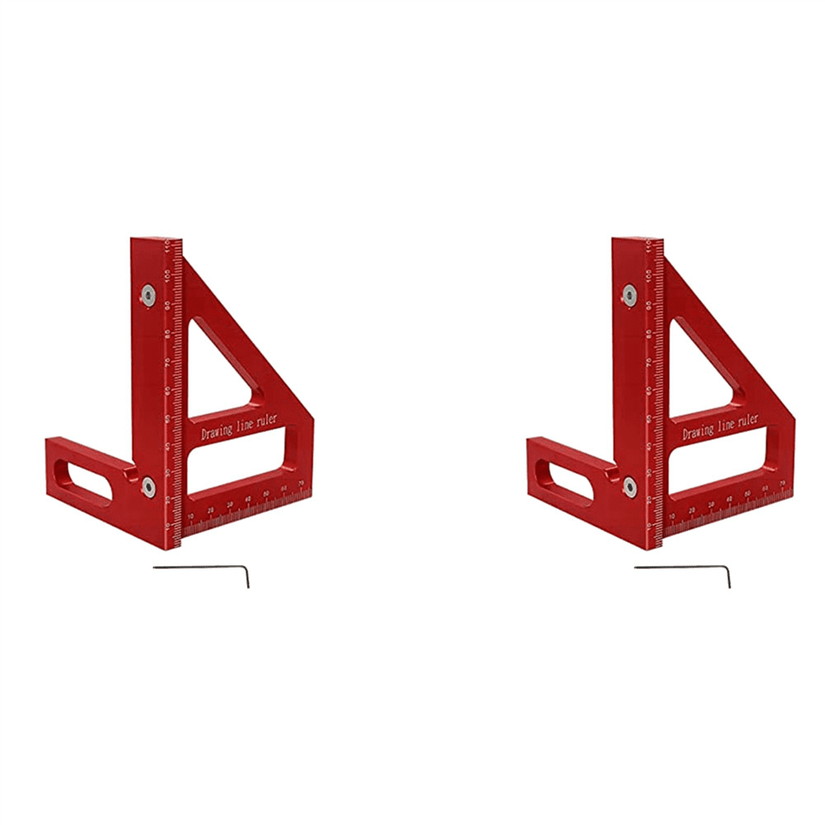 2X 3D Multi-Angle Measuring Ruler 45/90 Degree Aluminum Alloy Drawing ...