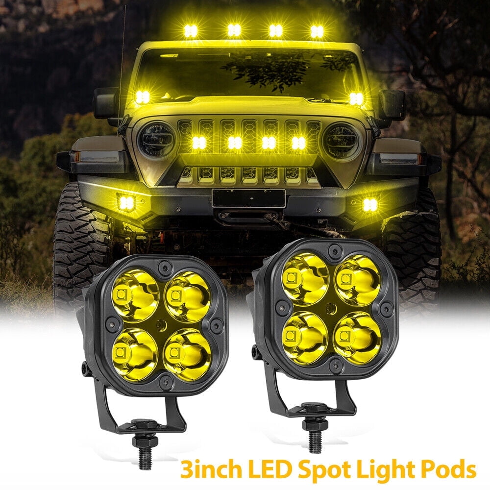 2X 3inch 80W LED Cube Pods Work Light Bar Spot Driving Fog Yellow Lamp ...