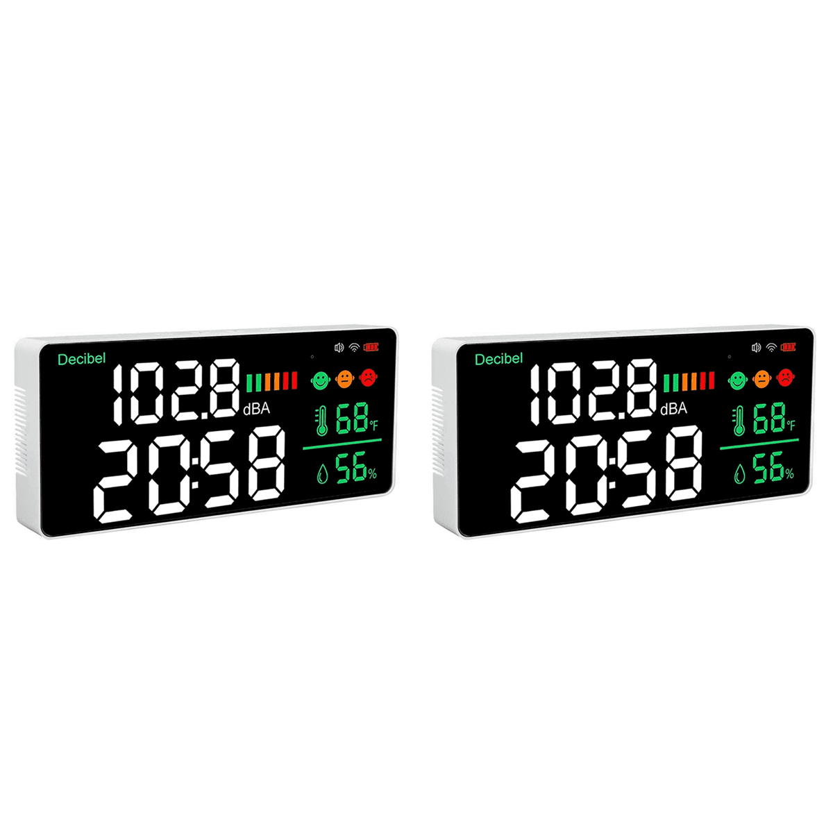 2X 4-In-1 Decibel Meter, WiFi Wall Mounted Sound Level Meter Digital ...