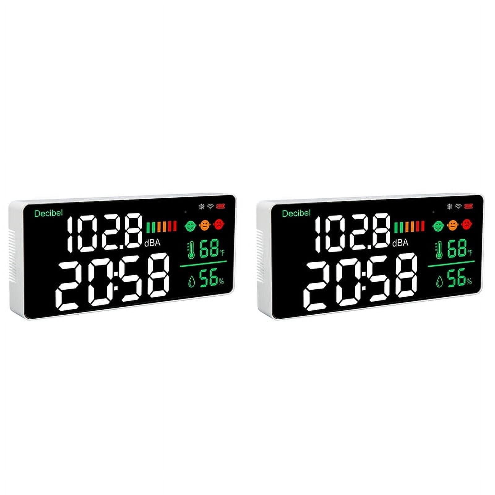 2X 4-In-1 Decibel Meter, WiFi Wall Mounted Sound Level Meter Digital ...