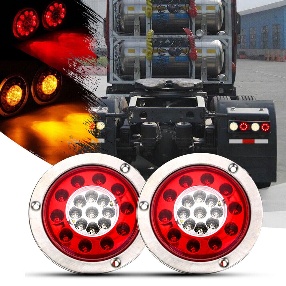 2X 4"Inch Round Led Truck Trailer Stop Turn Tail Brake Lights ...