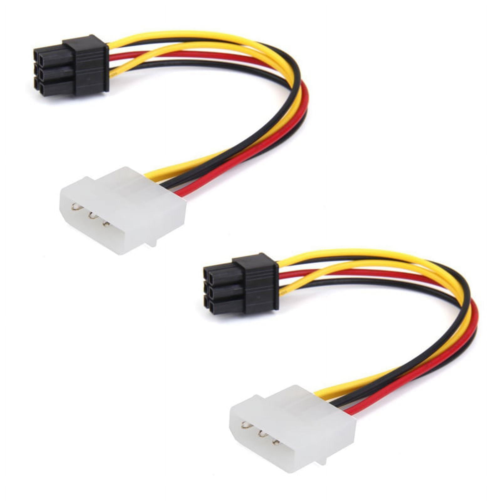2X 4-Pin Male to 6-Pin Female socket Power Cable for PCIe PCI Adapter ...