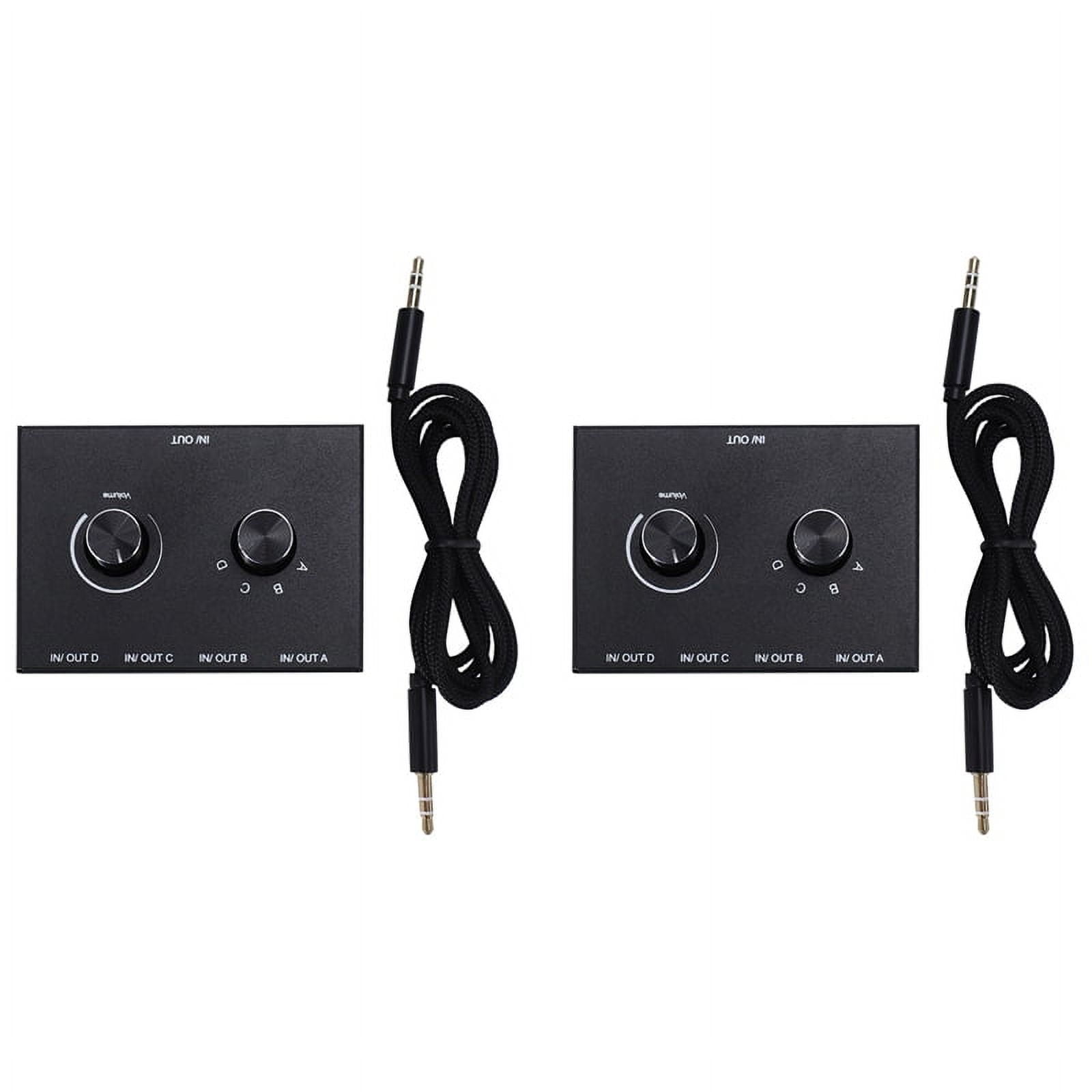 2X 4 Port Audio Switch, 3.5mm Stereo AUX Selector, Input 1 Output/1 ...