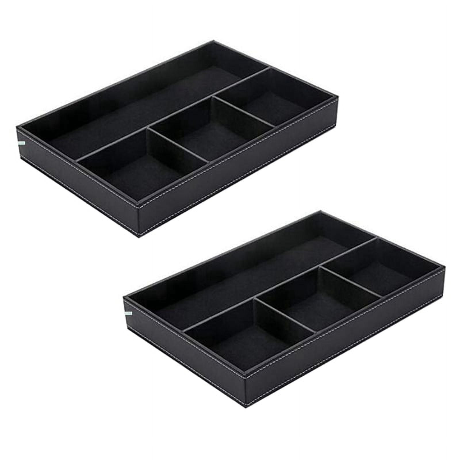 2X 4 Slots Desk Drawer Organizer, Pu Leather Drawer Storage Organizer ...