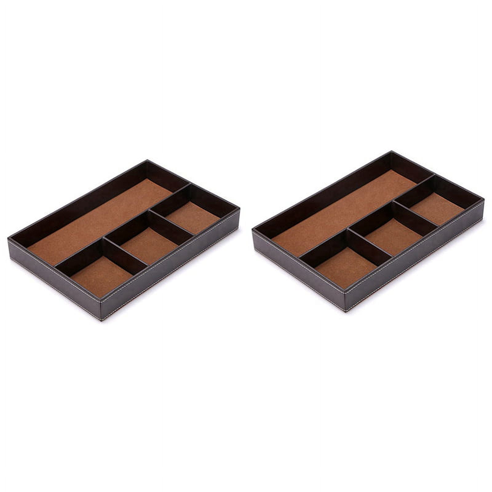 2X 4 Slots Desk Drawer Organizer, Pu Leather Drawer Storage Organizer ...