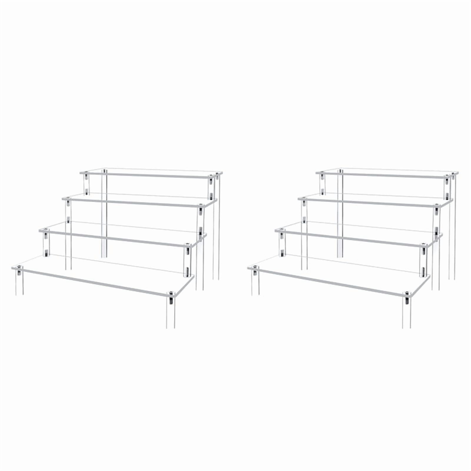 2X 4 Tier Acrylic Display Stand Clear Display Riser Rack Cupcake Stand ...