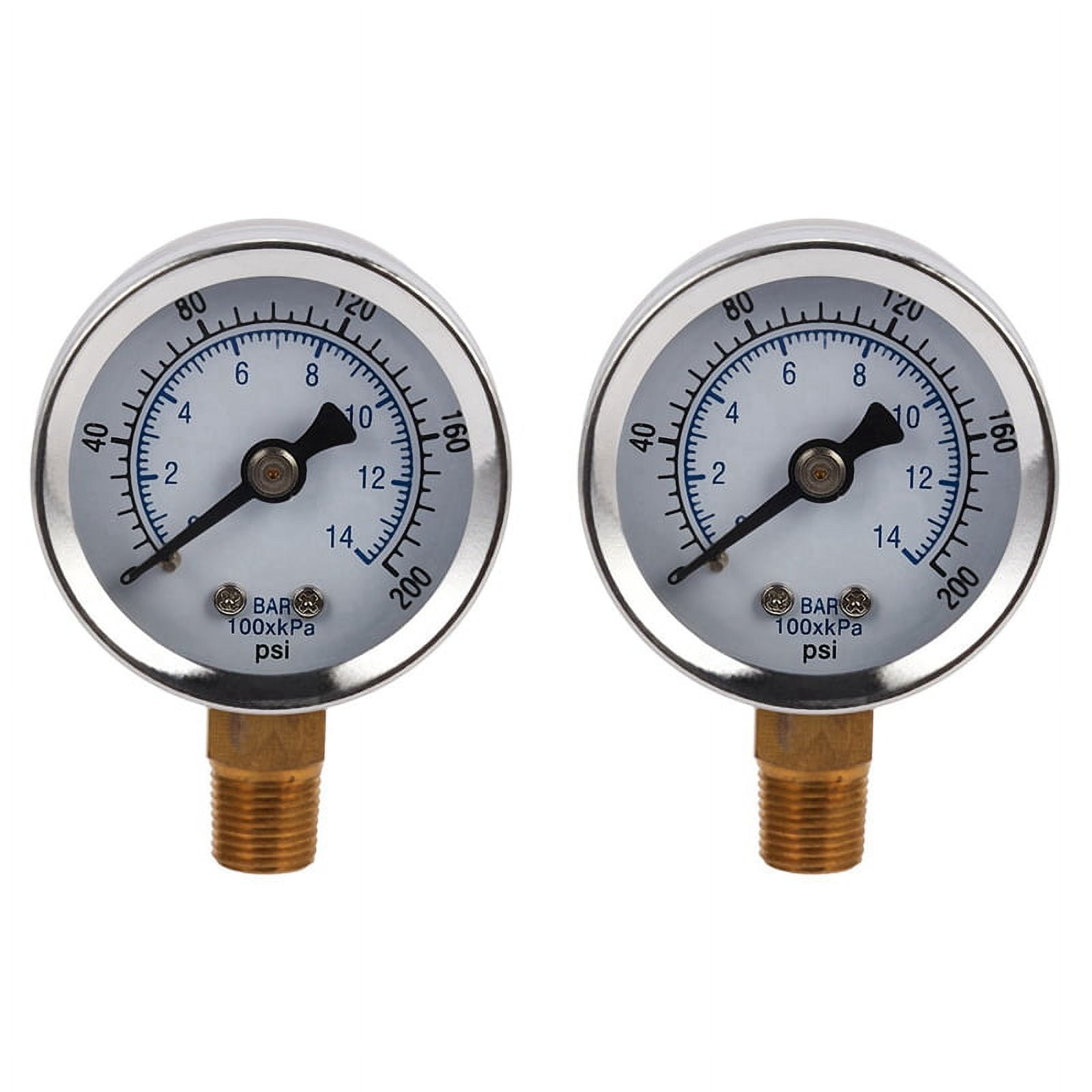 2X -40-14 Bar 0-200 Psi 0-14 Bar Pressure Gauge 1/8 Male Npt Pressure Gauge Air Compressor ...