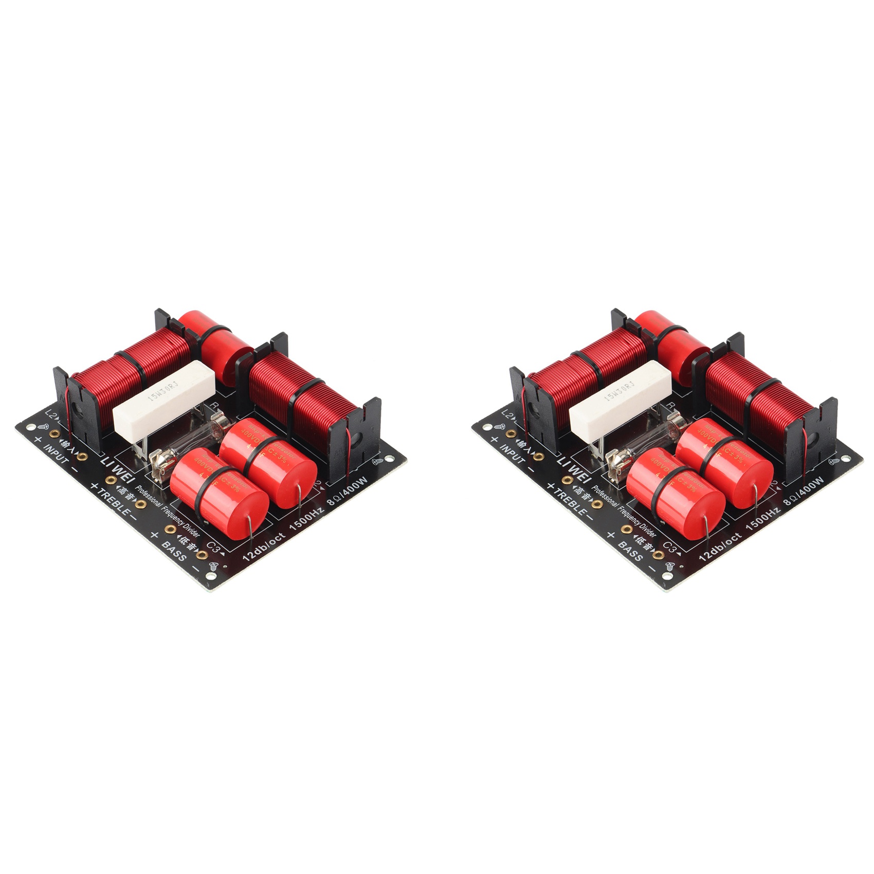 2X 400W Tweeter and Crossover 2 Way Treble Woofer Divider 1.5Khz with ...