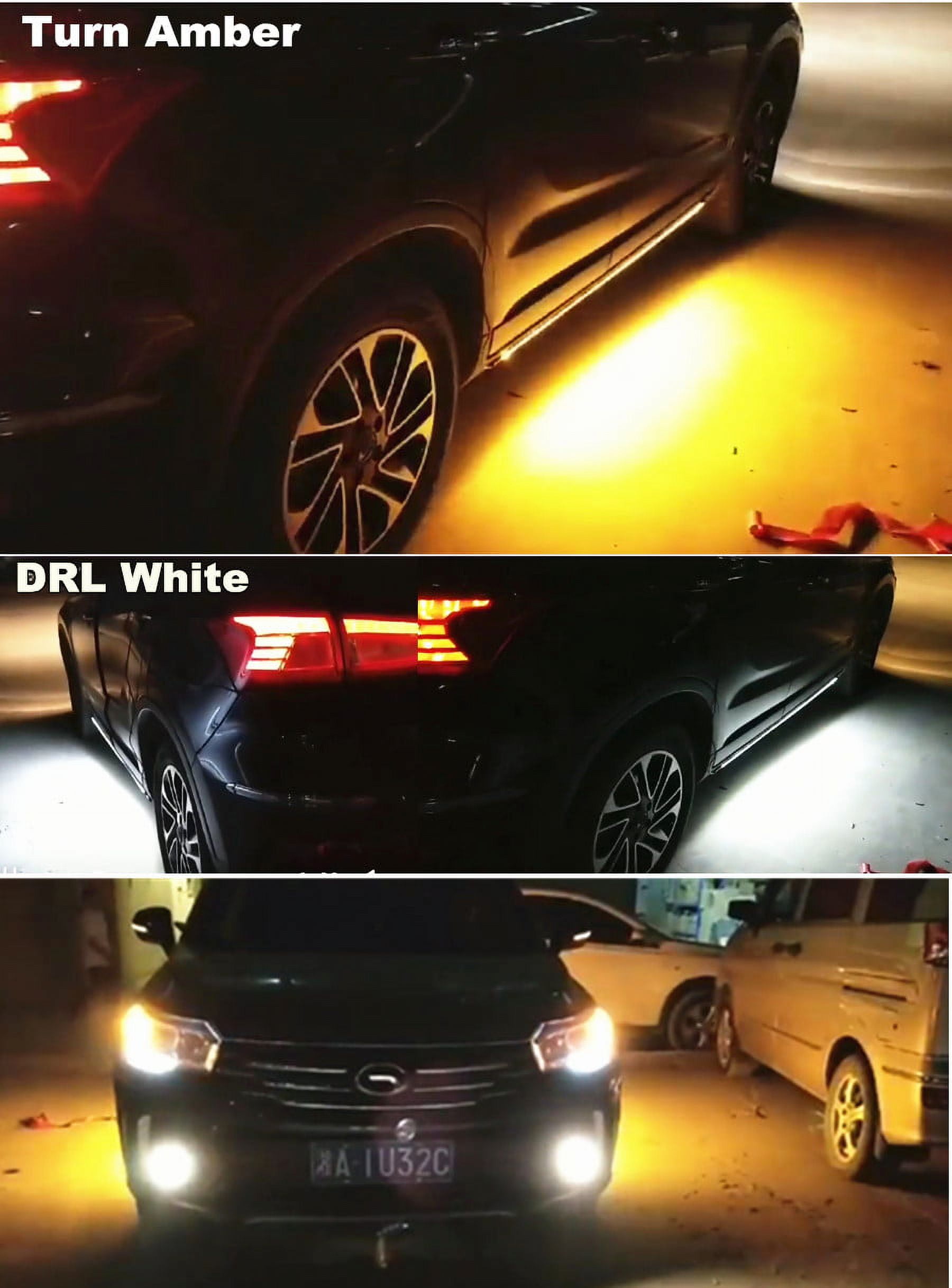 2X 48" Running Board Side Step LED Light Amber White Turn Signal DRL ...