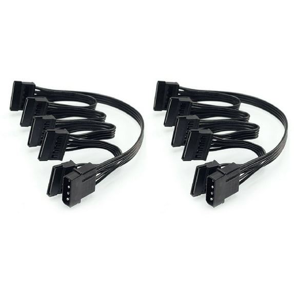 2X 4Pin IDE to 5-Port Power Supply Cable 4Pin to Multi Port 18AWG Wire ...