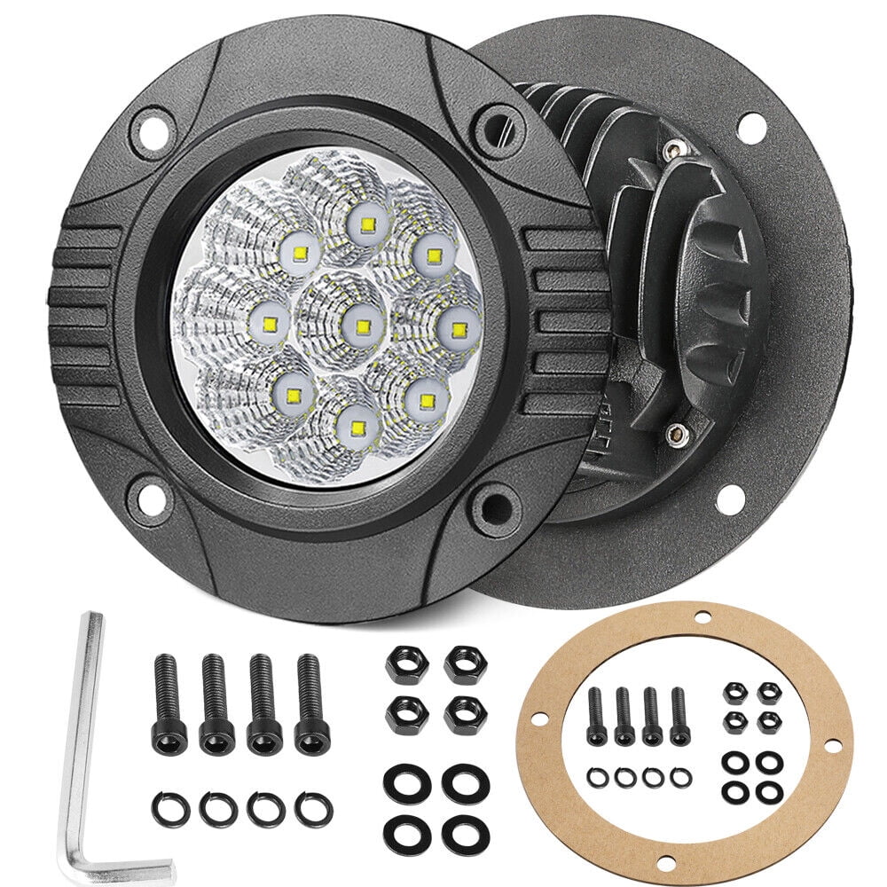 2X 5'' 90W Flush Mount Round LED Work Light Pods Driving Spot Fog Lamp ...