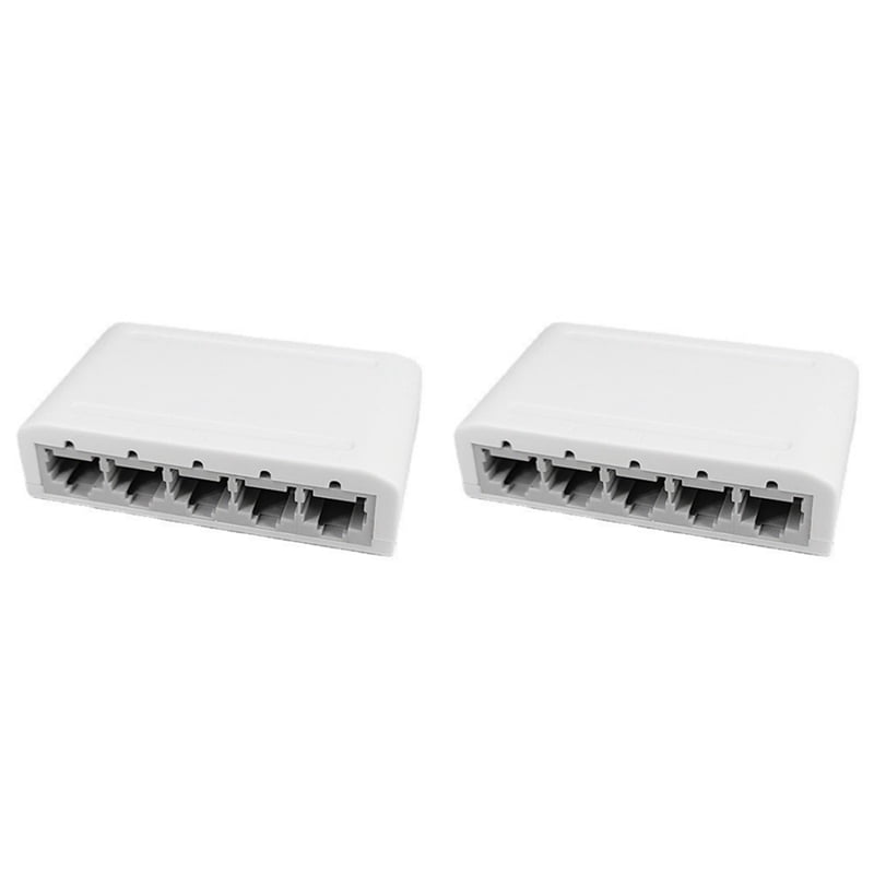 2X 5 Port Data Switch,Network Hub,Desktop Ethernet Splitter,Plug & Play ...