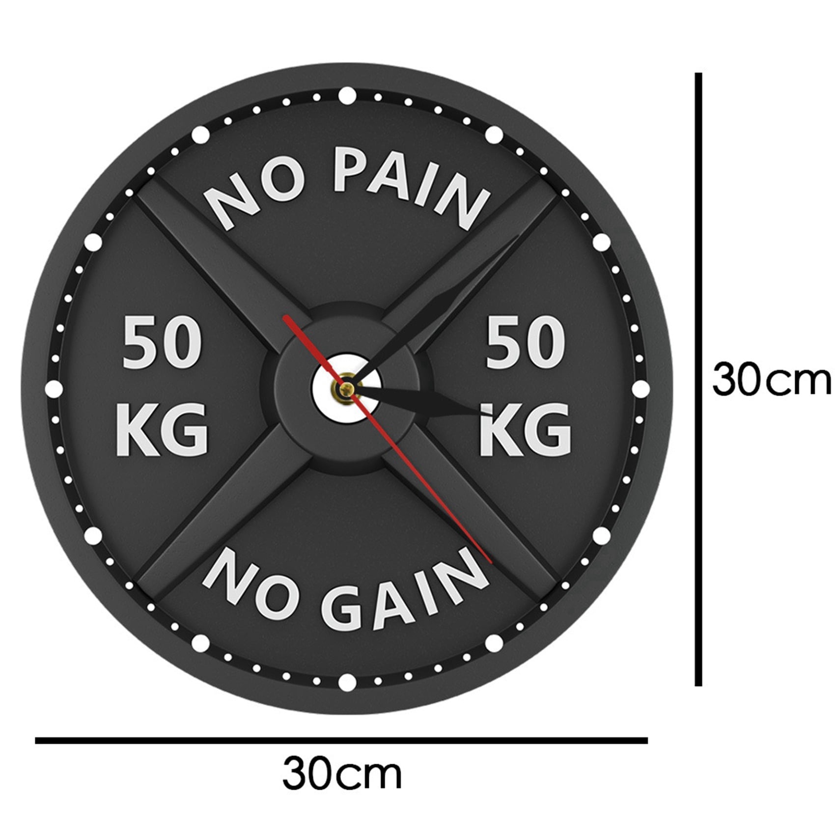 2X 50KG Print Wall Clock Circular Gym Weight Lifting Dumbbell ...