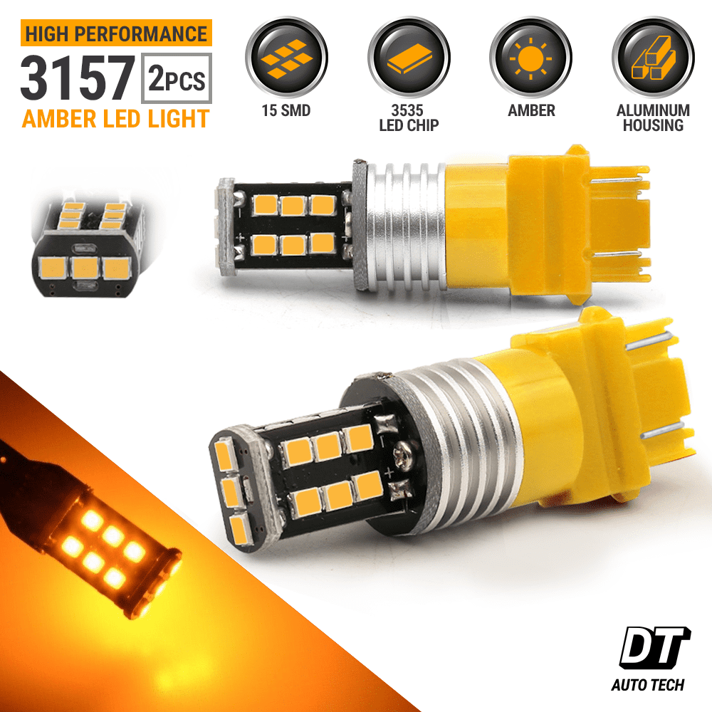 2X 50W 3157 LED Amber Yellow Turn Signal Parking DRL High Power Light ...