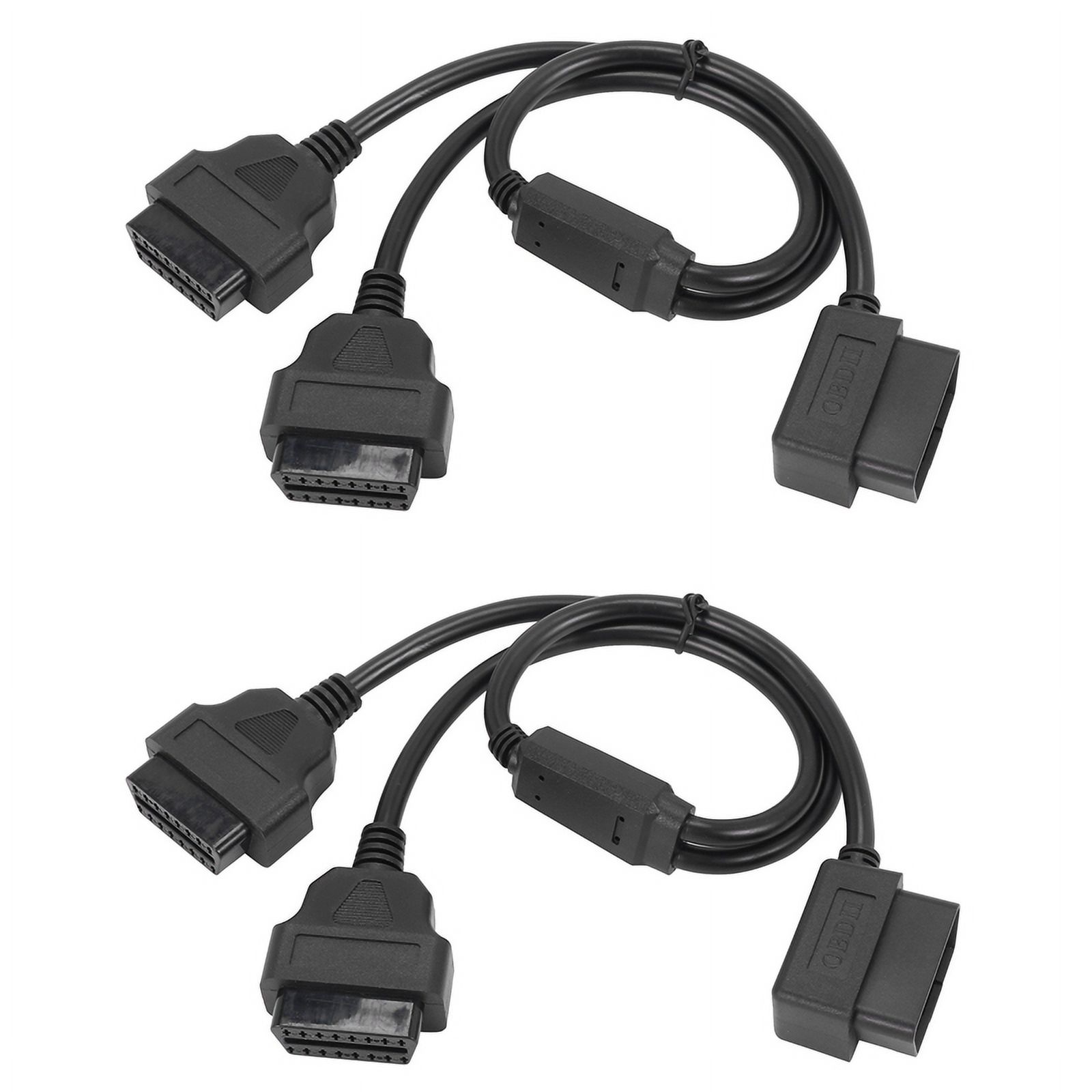 2X 50cm Y Style OBDII Adapter Splitter Cable Male to Dual Female OBD2 ...