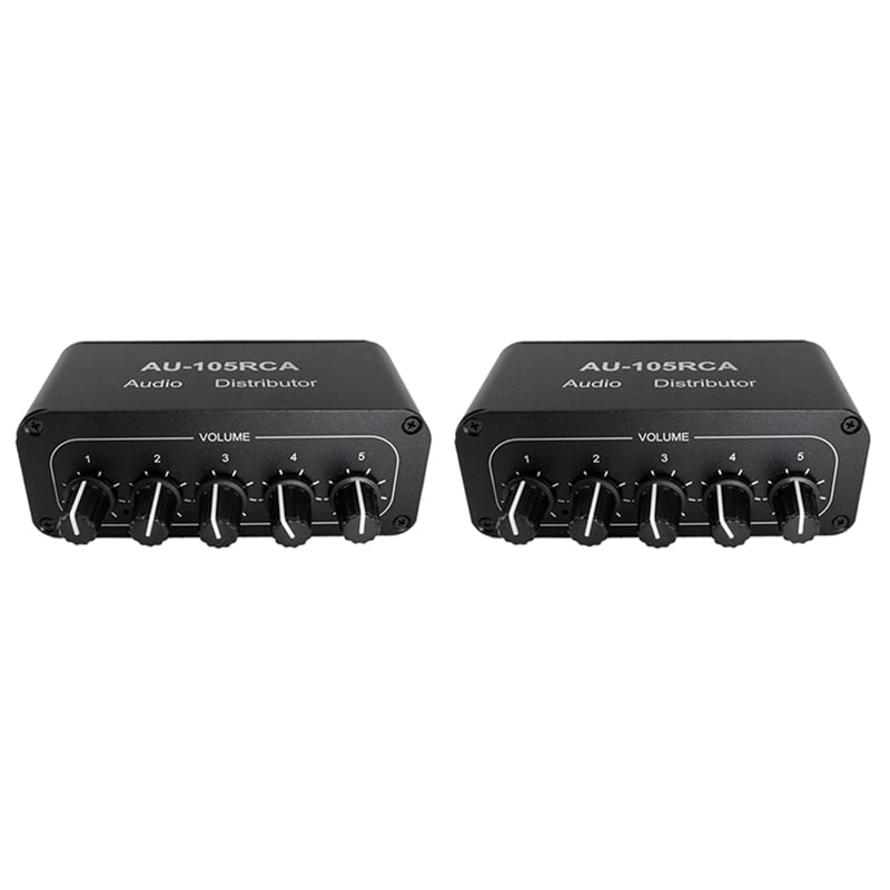 2X 5CH Audio Distributor Stereo Audio Mixer 1 Input 5 Output Splitter ...