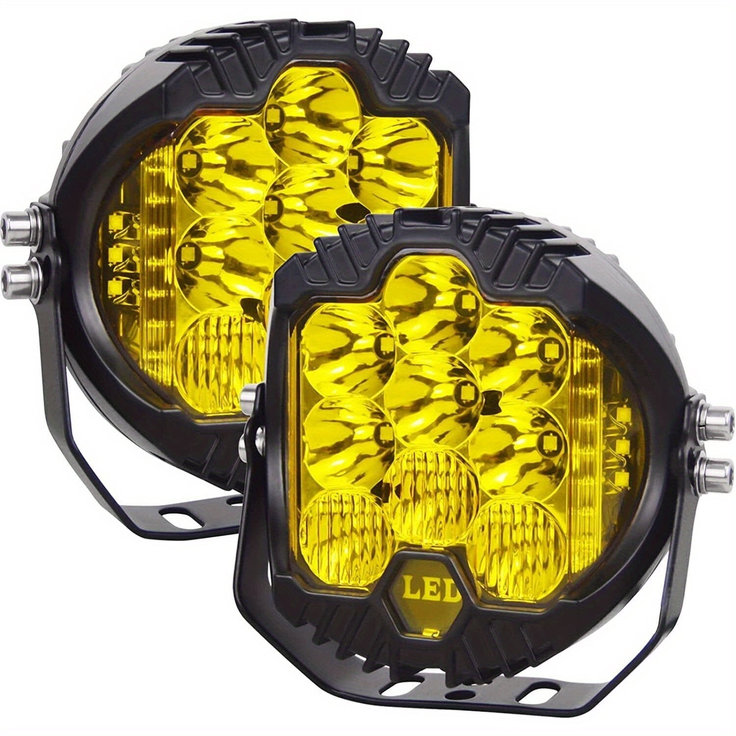2pcs 5-Inch LED Work Light Bar Pods - Combo Off-Road Amber Lamp for ATV ...