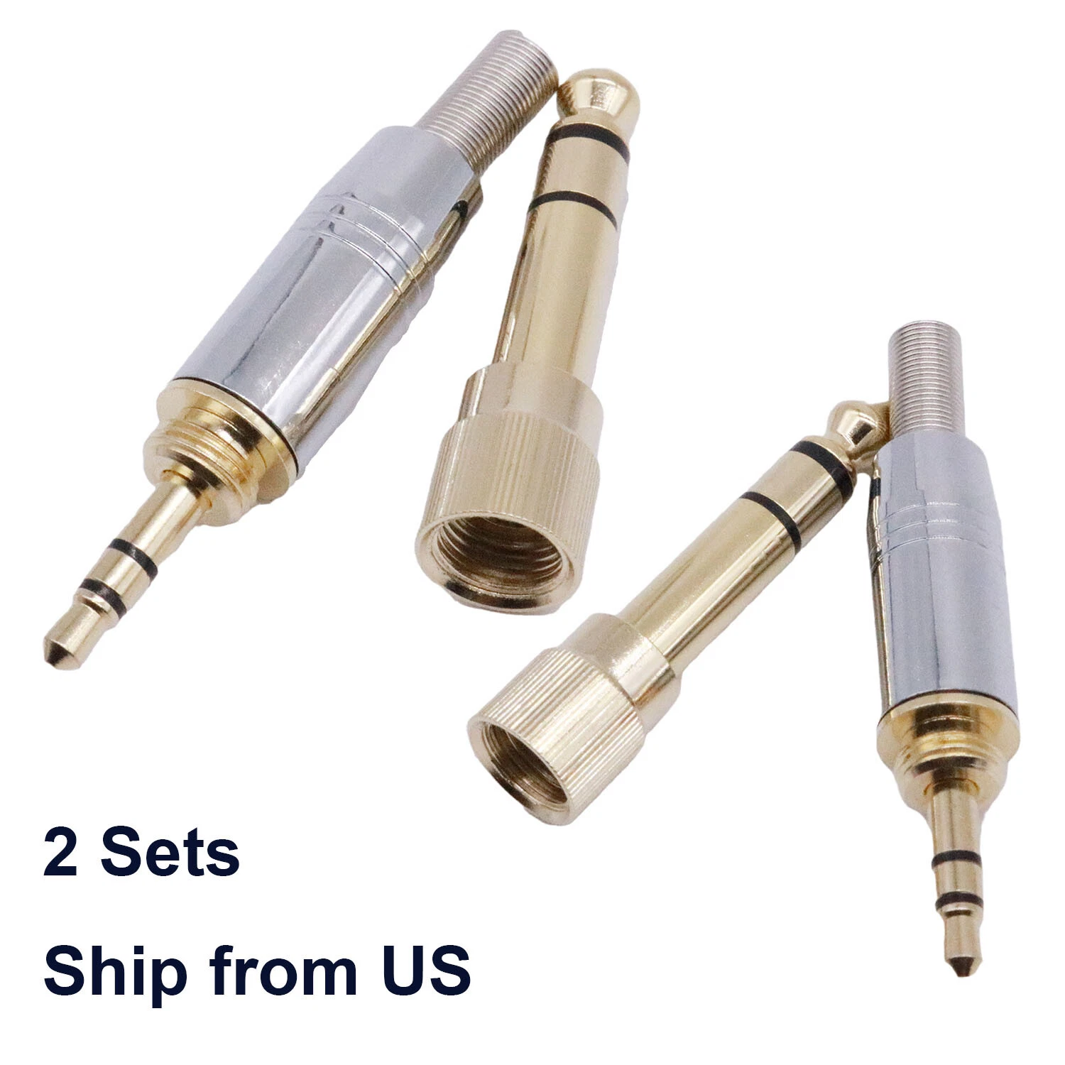2X 6.35Mm Male To 3.5Mm Female Hifi Headphone Audio Connector W Screw ...