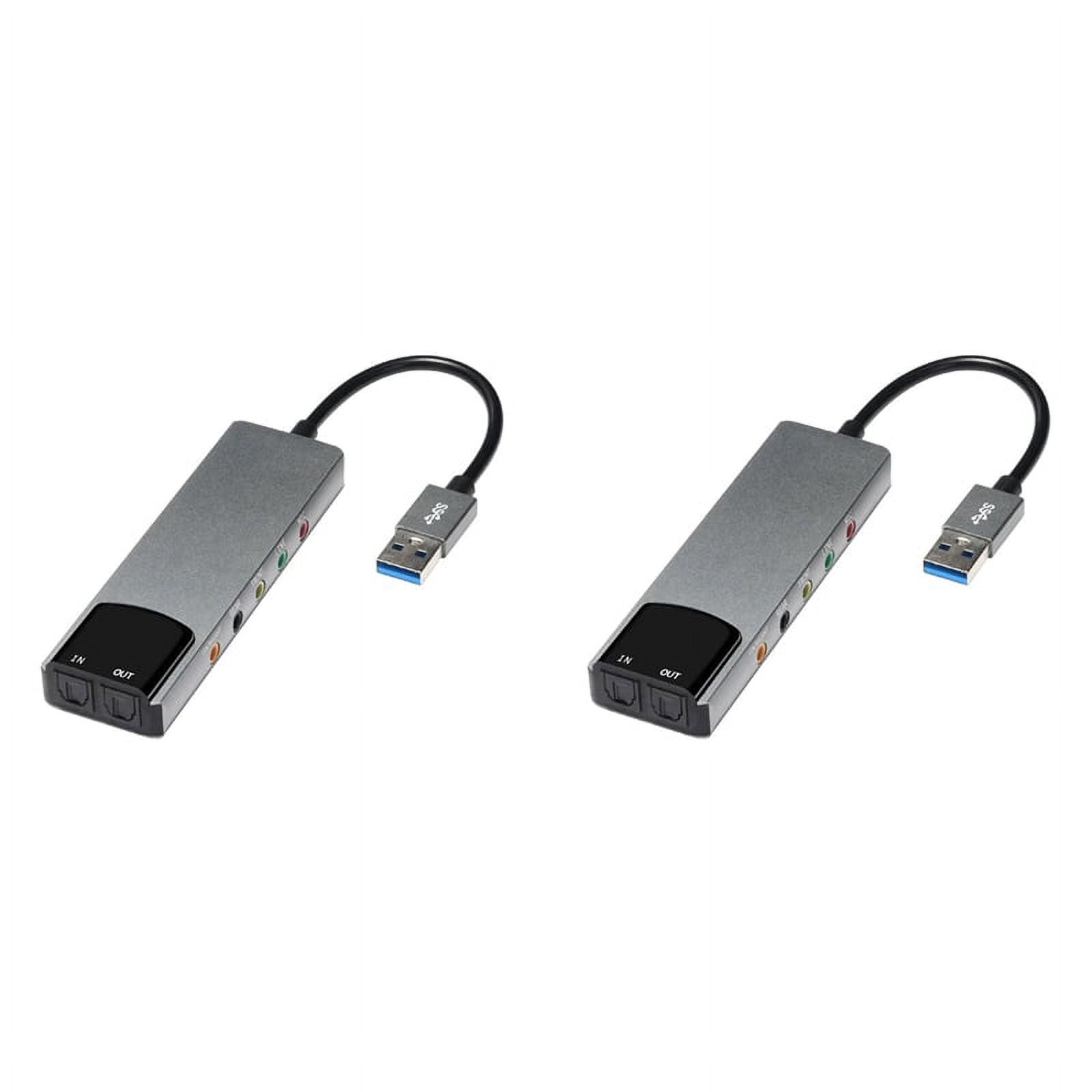 2X 6-In-1 Computer Sound Card 5.1 USB External Sound Card Multi ...