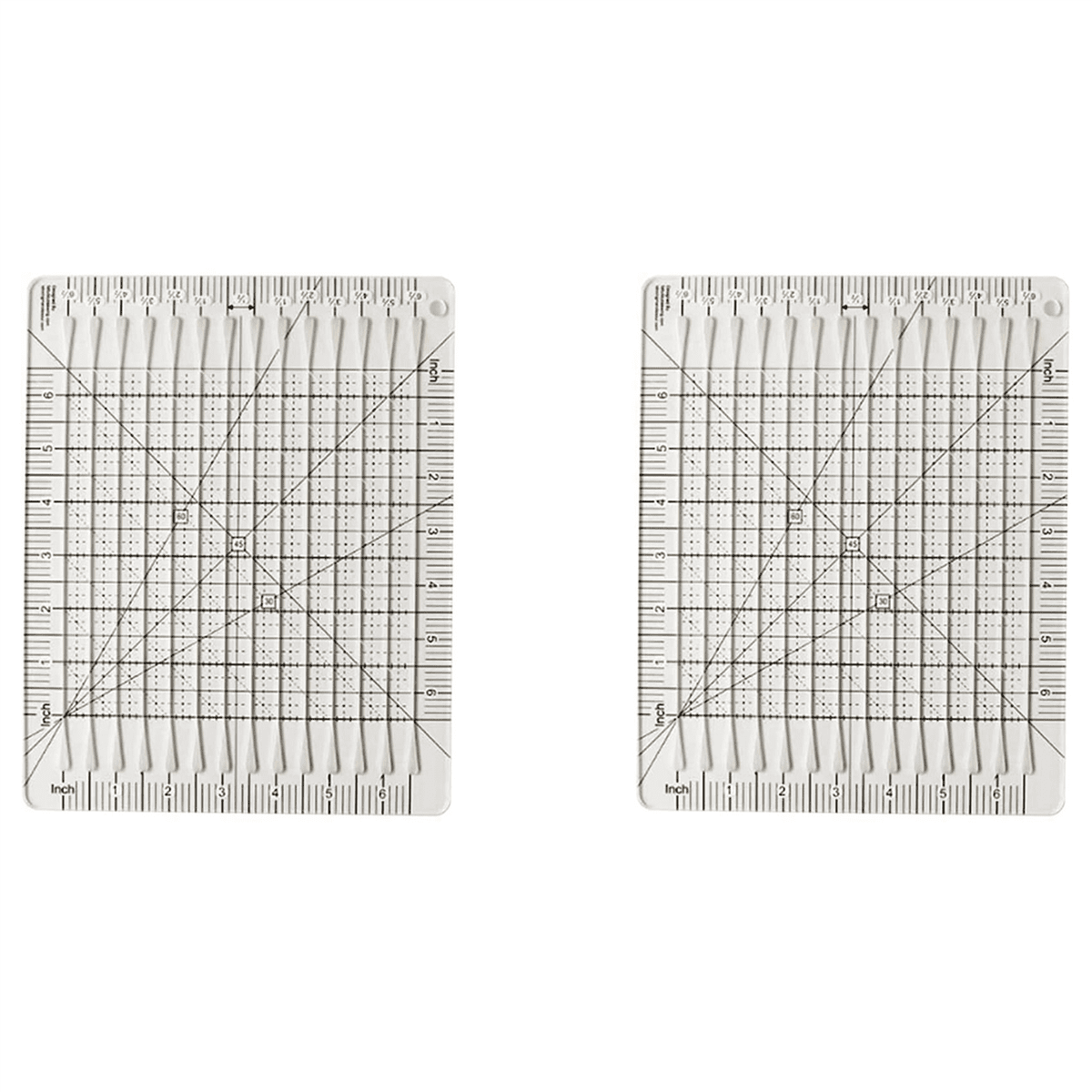 2X 6-Inch Quilting Ruler Transparent Quilting Square Ironing Ruler with ...