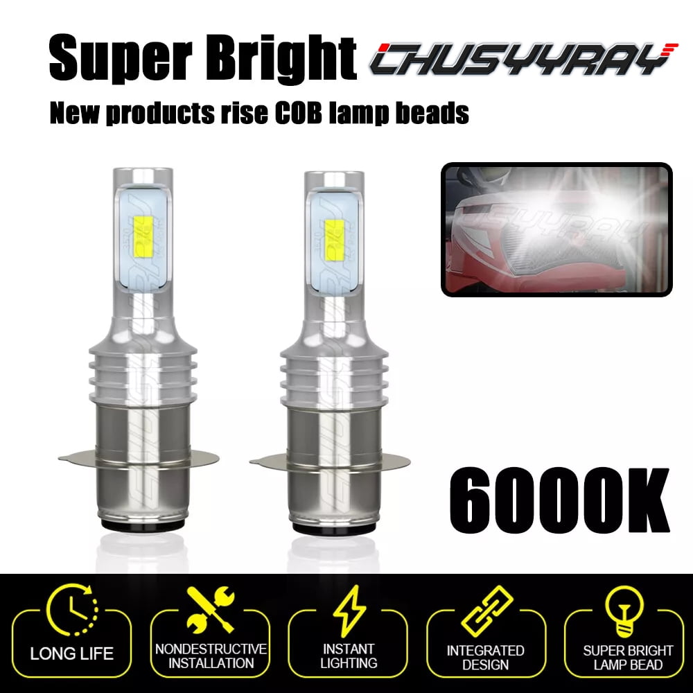 2X 6000K White LED Headlight H6 Bulbs for Yamaha Raptor 660 2001-2005 ...