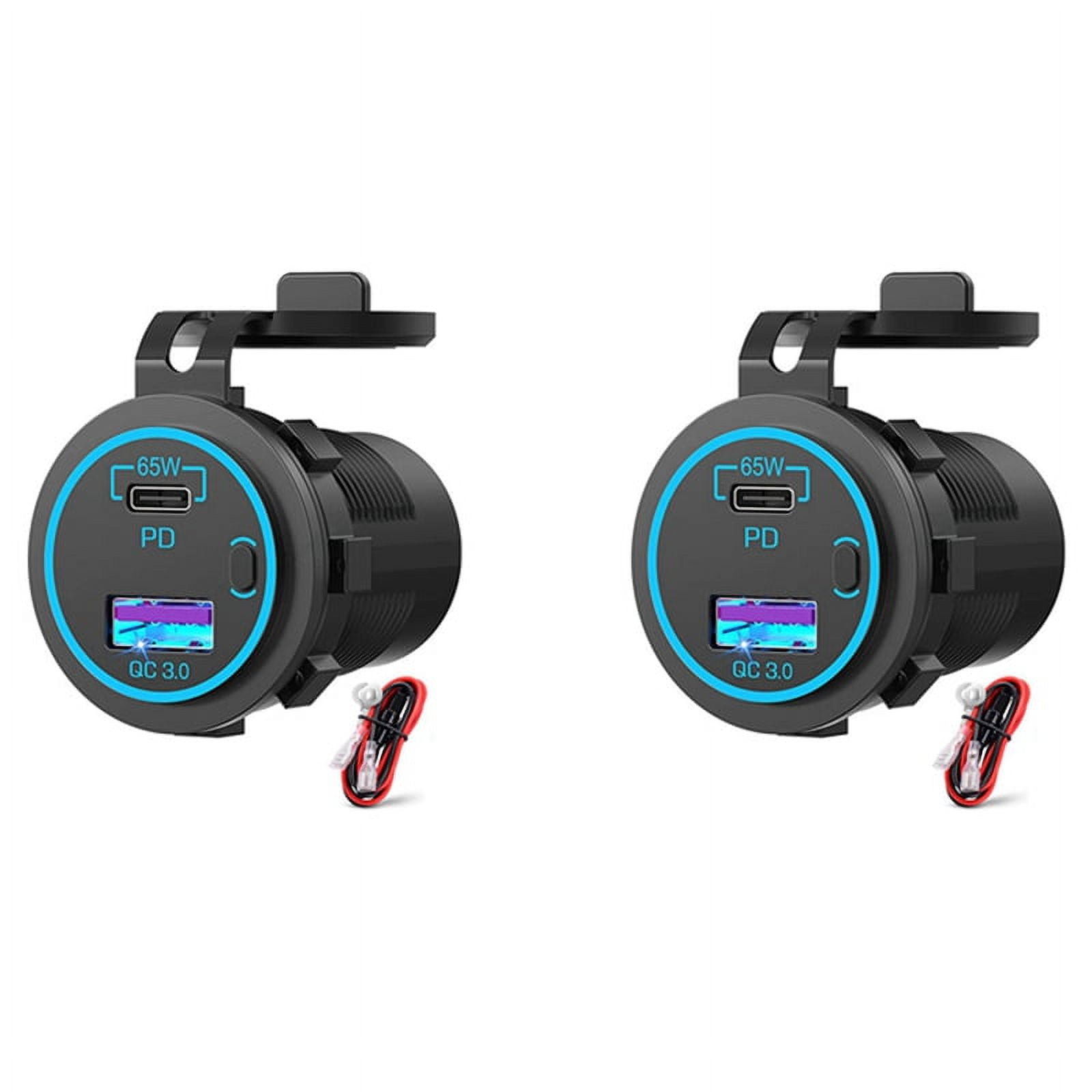 2X 65W PD 12V USB Outlet for Laptop C Car Charger Socket Multi Port ...