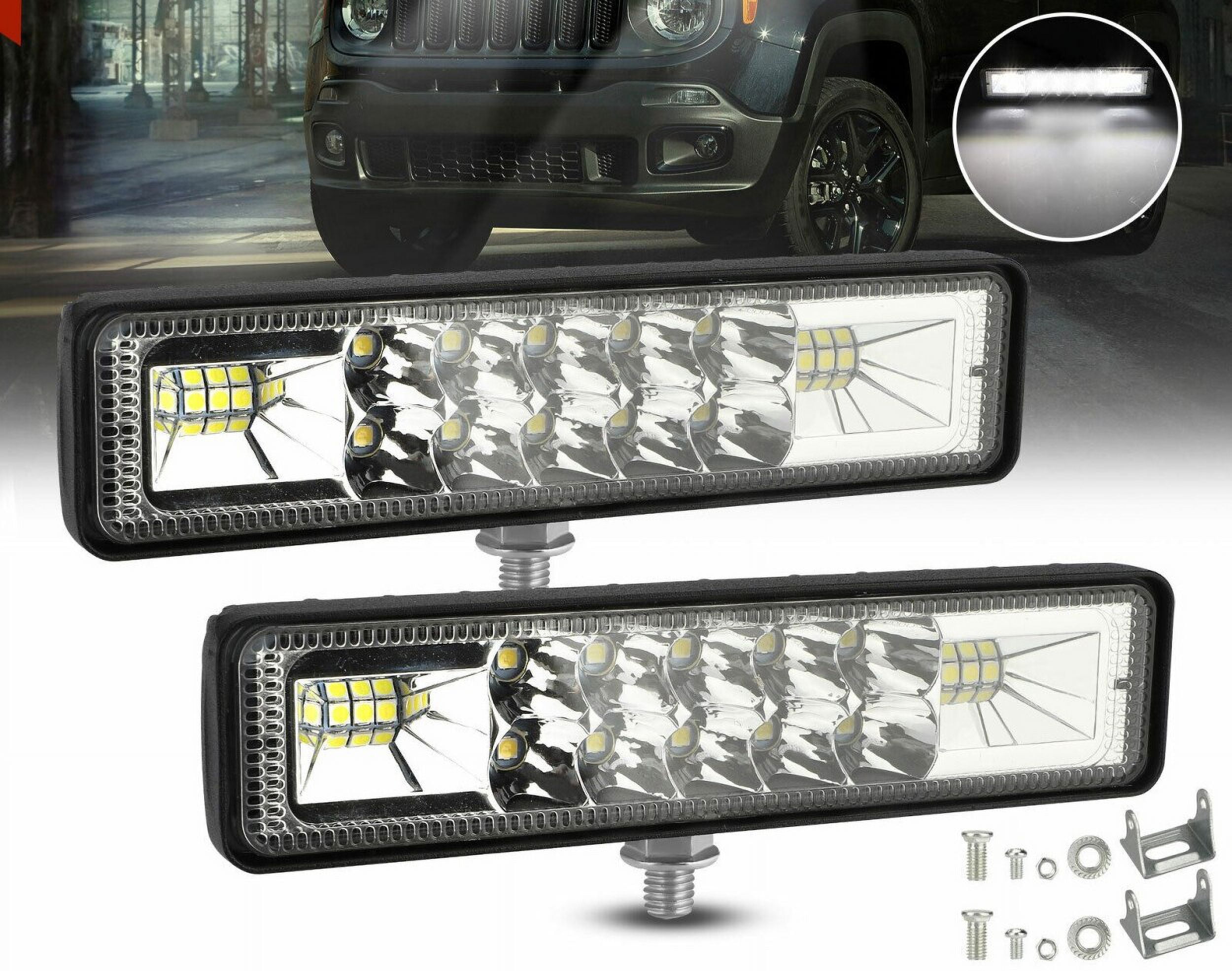 2X 6inch Cree LED Work Light Bar Spot Fog Driving Lamp 4WD Offroad ...