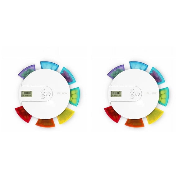 2X 7-Day Automatic Pill Dispenser Weekly Smart Timing Pill Reminder for ...