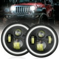 2X 7" Round LED Fog Light Combo Bumper Driving Pod for Jeep Wrangler JK ...