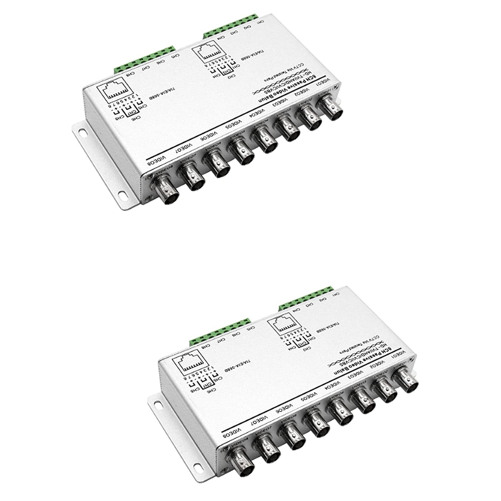 2X 8-CH UTP 720P/1080P HD Passive Video Balun Transceiver,BNC to Cat5 ...