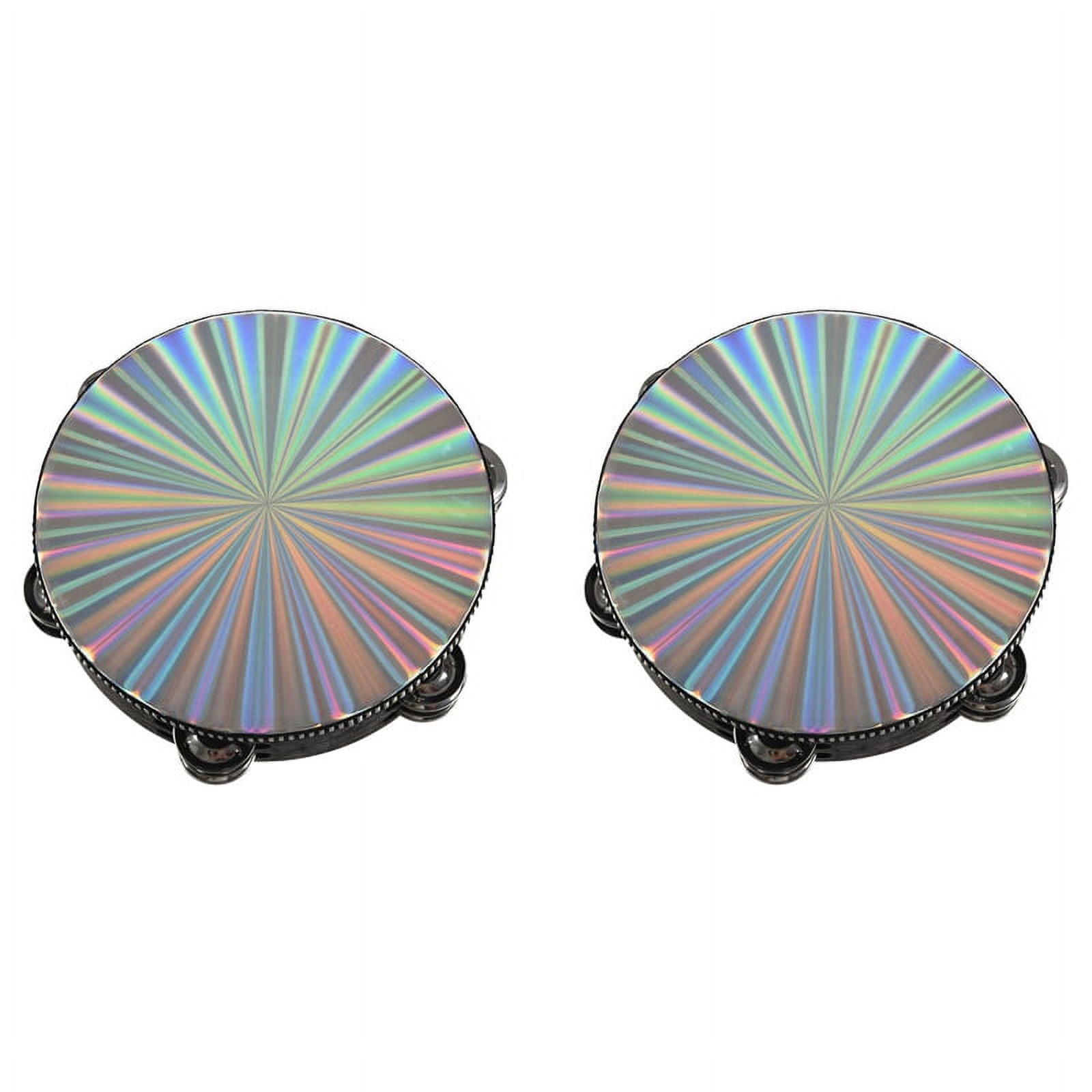 2X 8 Inch Wooden Tambourine Handbell Hand Drum Reflective Head ...